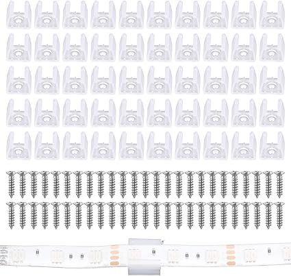 50 LED Strip Clips, Waterproof Mounting Clips for 10-12mm Silicone LED ...