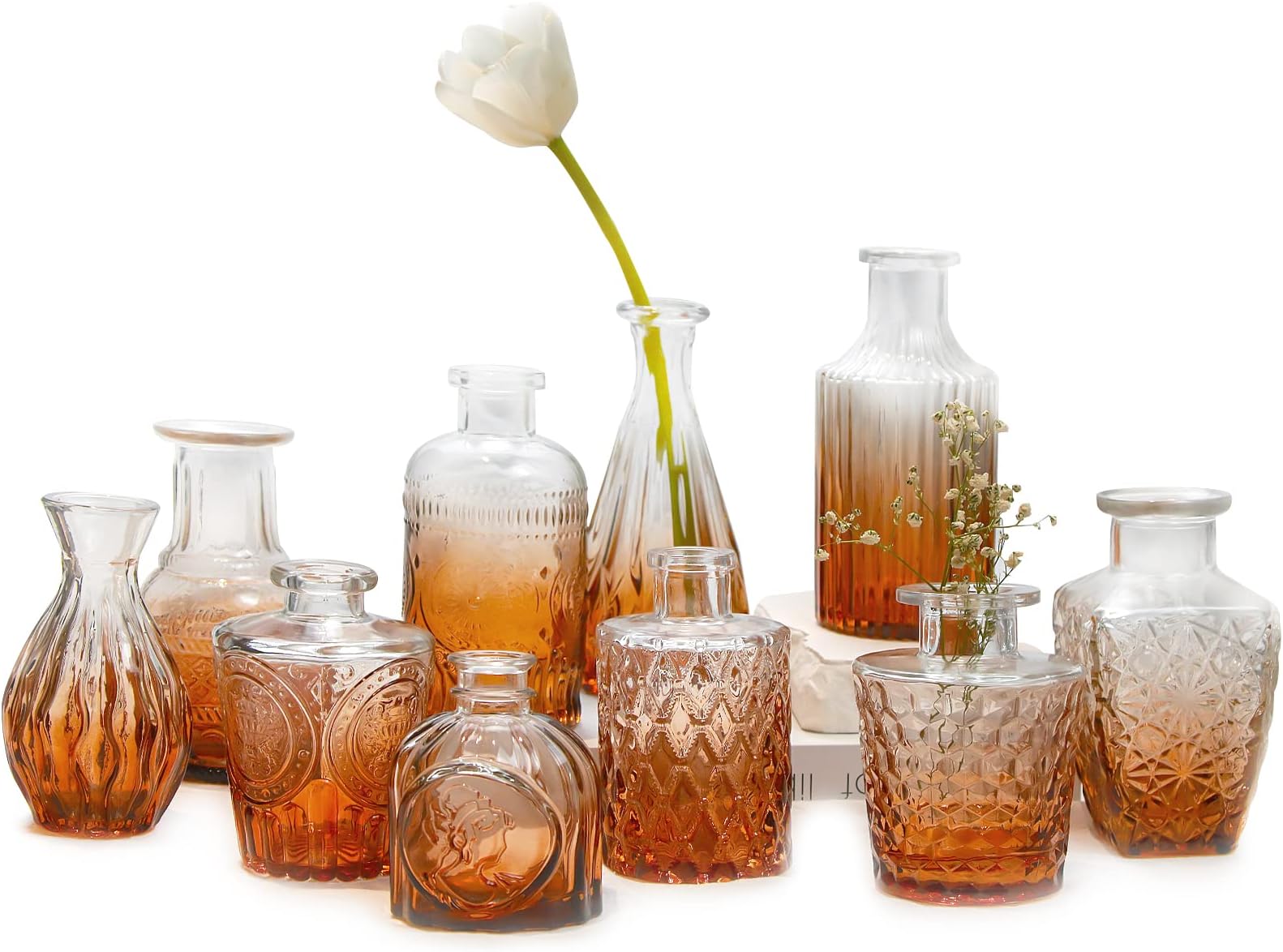 Praknu Small Vases for Table Decoration - Glass Vase Set of 12 - With ...