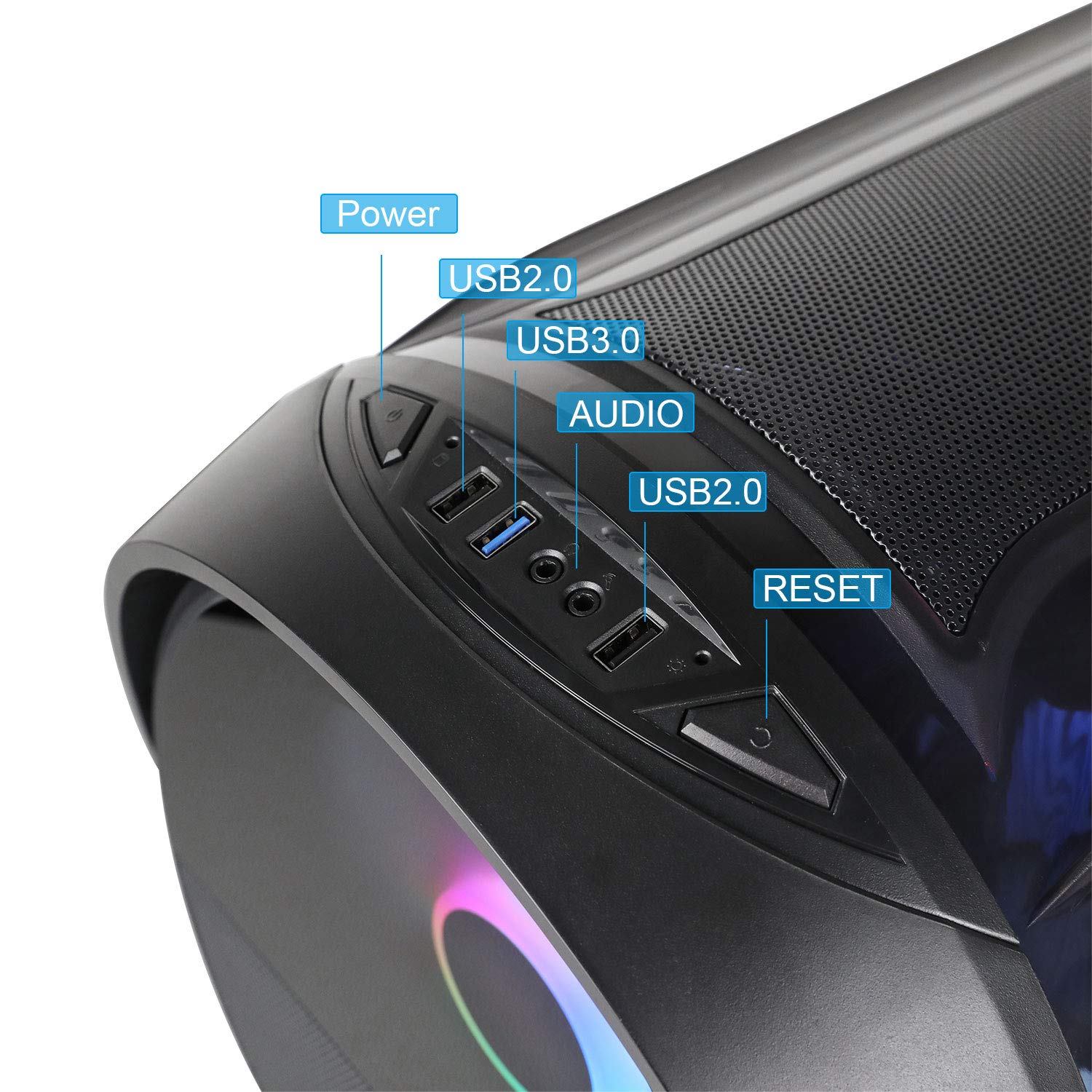 Buy Vetroo K2 Mesh M-ATX Computer Mid-Tower Case, Black Round Airflow ...