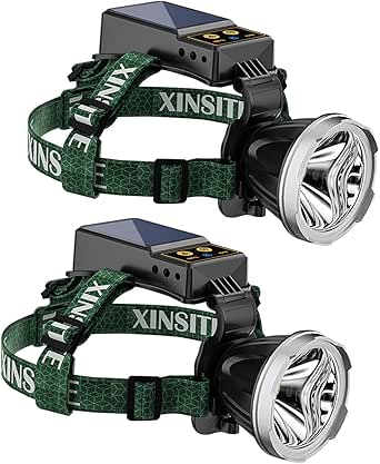 Solar Head Torch Rechargeable,1500L Bright LED Smart Sensor Headlamp ...