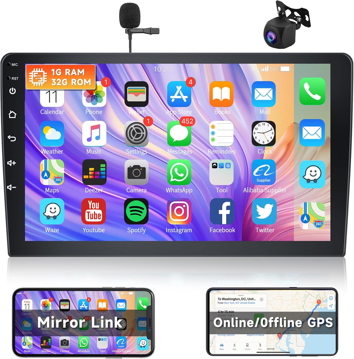 Amazon.com: Podofo Android Car Stereo Double Din Car Radio 10.1 ...