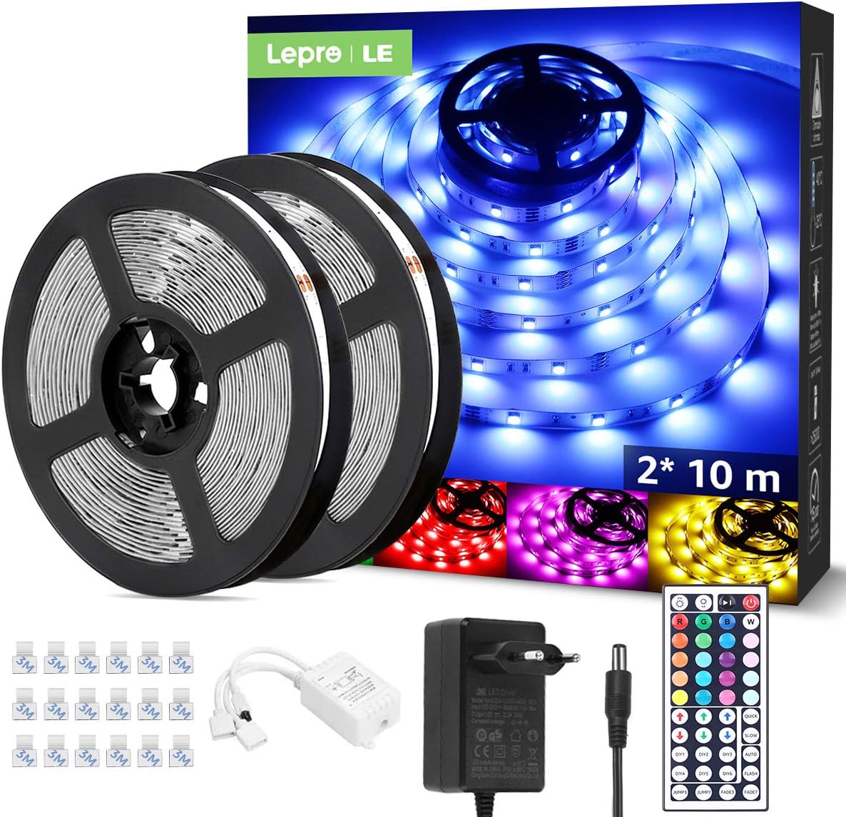LE LED Strip 5M, RGB LED Streifen 150 5050 SMD LEDs, 12V, Selbstklebend ...