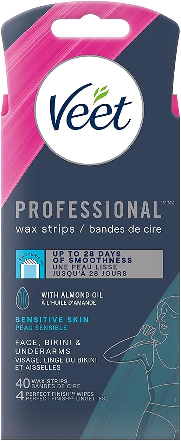 VEET® Professional™ Wax Strips Sensitive Skin - Face, Bikini & Underarm ...