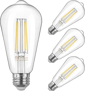 TOPKDA Vintage LED Edison Bulbs, 60W Equivalent 6W 700LM Dimmable, ST64 ...
