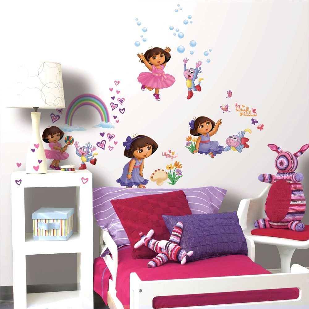 Amazon.com: Dora Explorer Butterfly Wall Decals - 71pc Rainbows Glitter ...