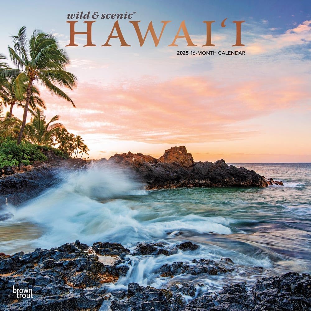 Amazon | Hawaii Wild & Scenic 2025 12 X 24 Inch Monthly Square Wall ...