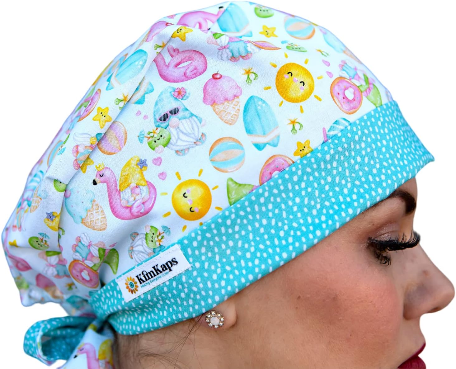 Amazon.com: KimKaps Tie Back Surgical Nurse Scrub Hat - Beautiful Summer Vacation Themed Scrub ...