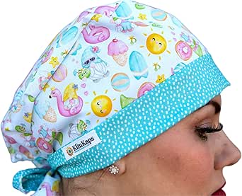 Amazon.com: KimKaps Tie Back Surgical Nurse Scrub Hat - Beautiful Summer Vacation Themed Scrub ...