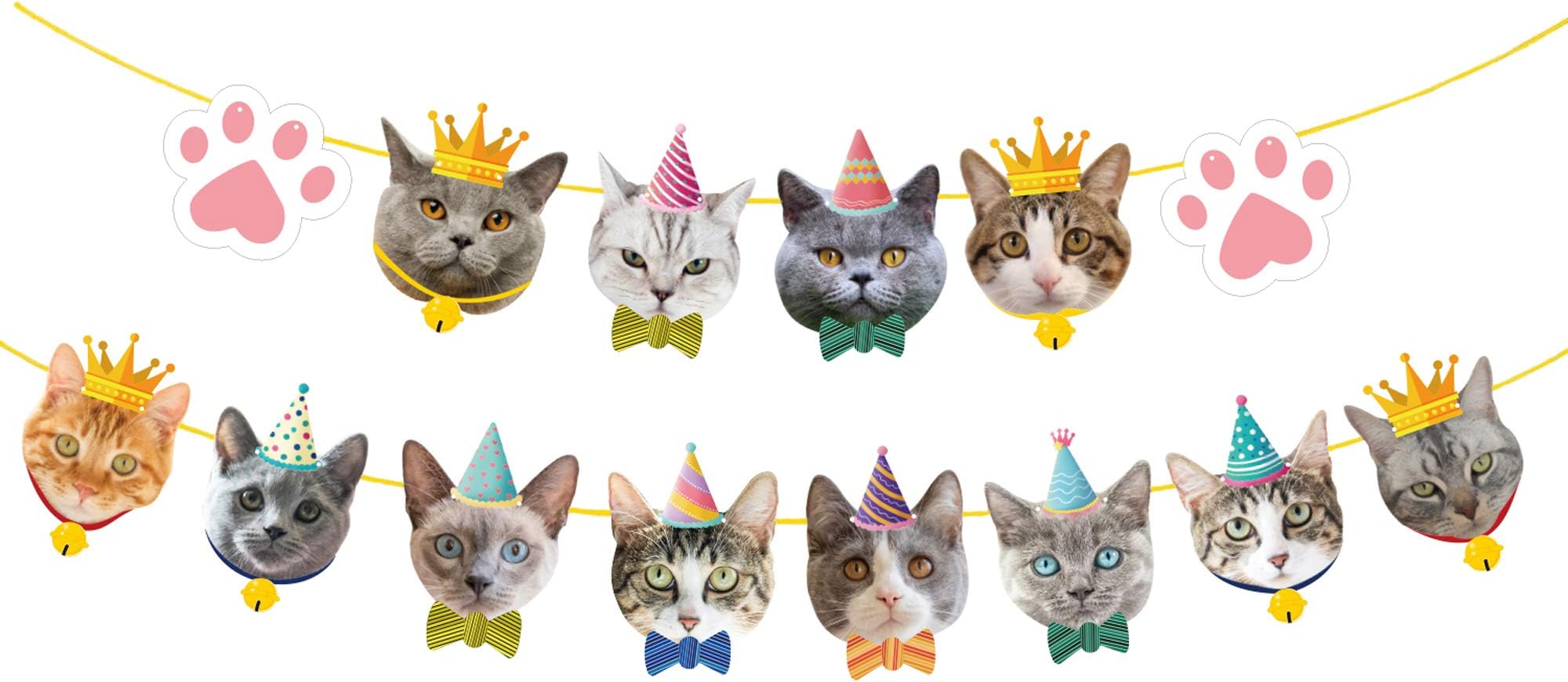 Amazon.com: TSJ Cat Birthday Banner, 14PCS Cat Face Party Banner, Kitty ...