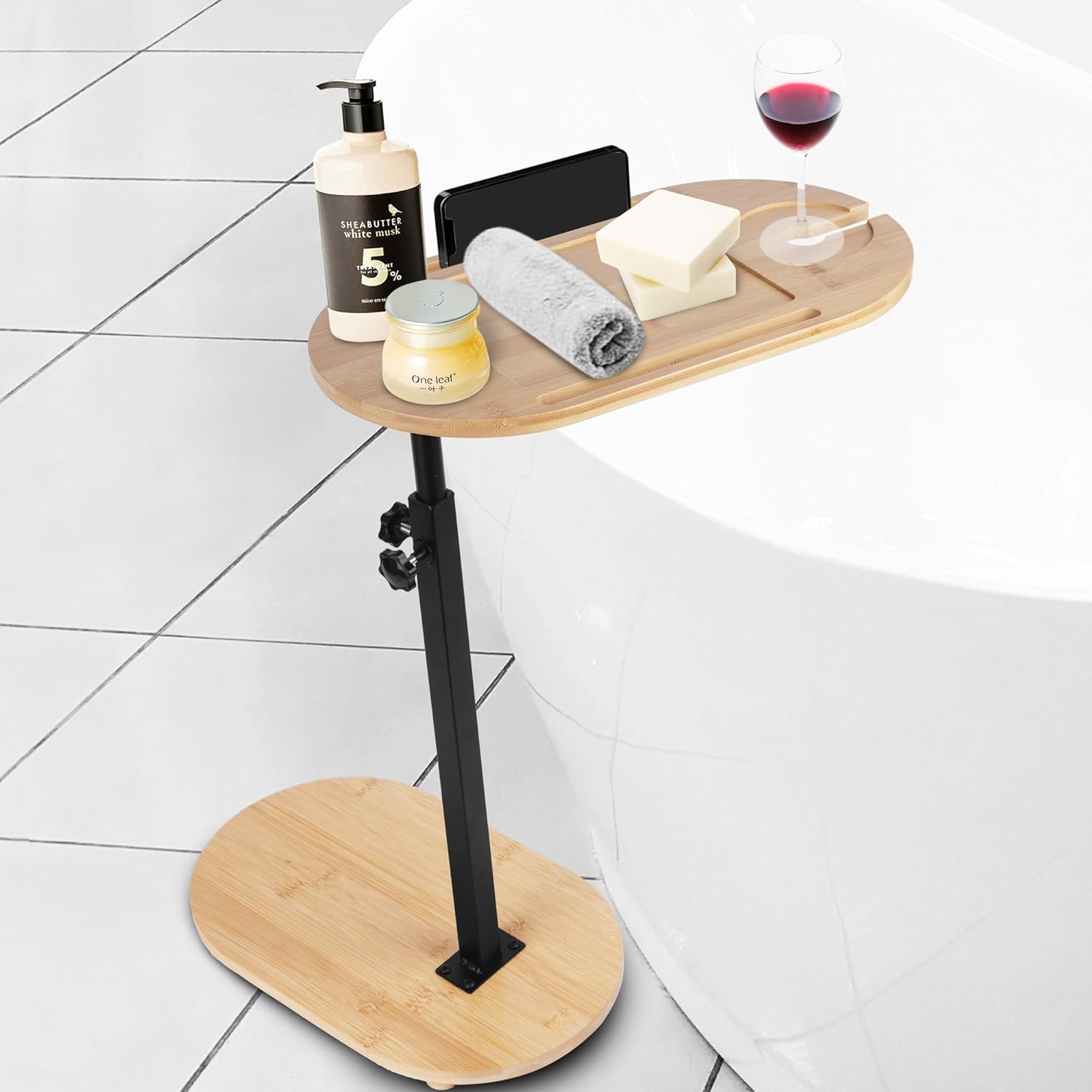 Amazon.com: Owntow Bathtub Tray Table, Bamboo Bathtub Tray Side Table ...