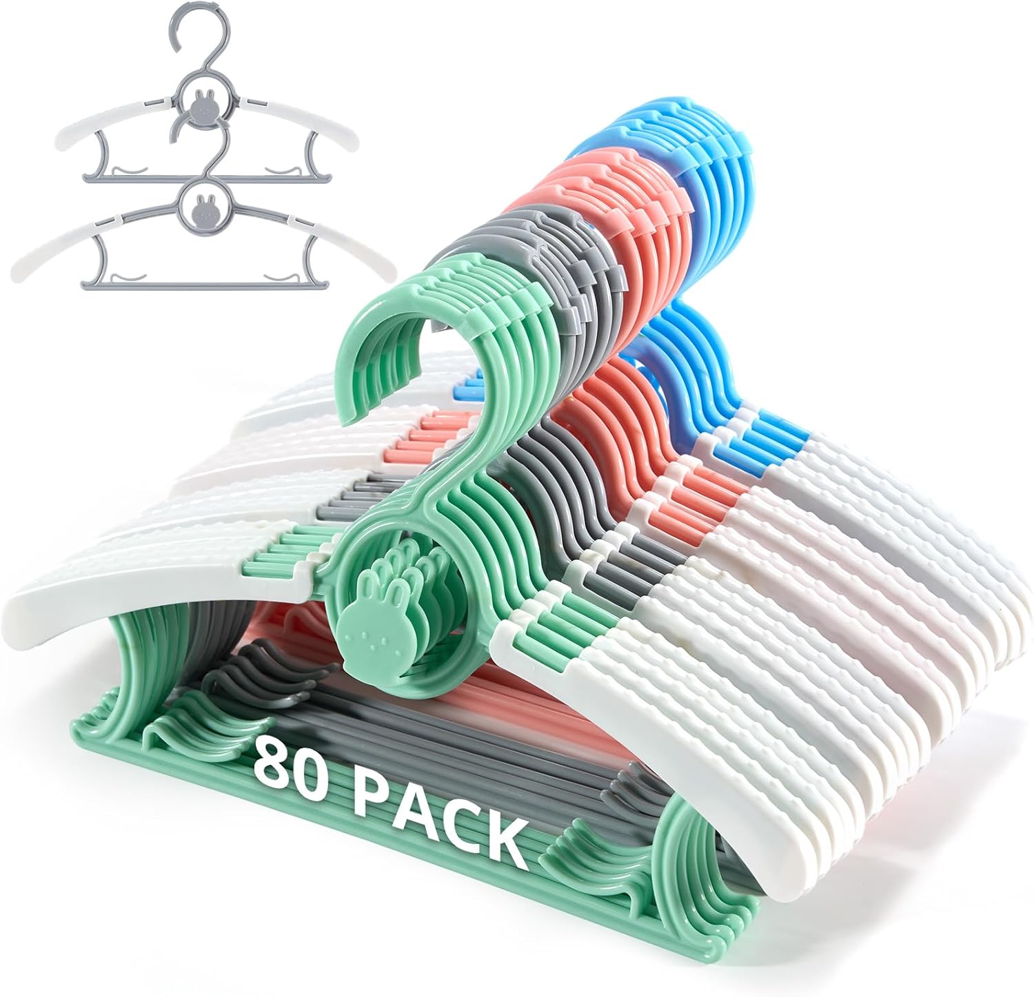 Amazon.com: PIGLOG 80 Pack Baby Closet Hangers Kids Clothes Hangers ...