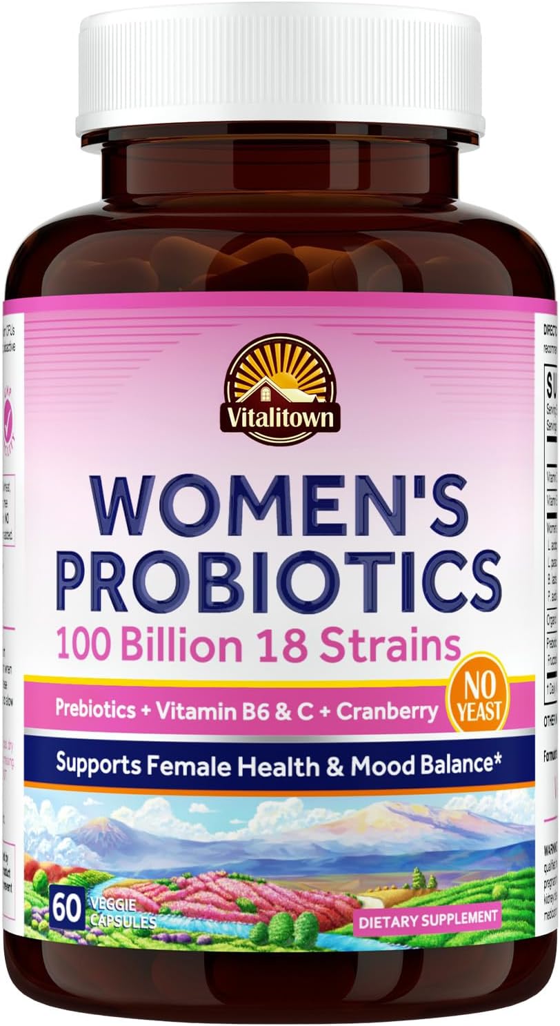 Amazon.com: VITALITOWN Women’s Probiotics | 100 Billion CFUs 18 Strains ...