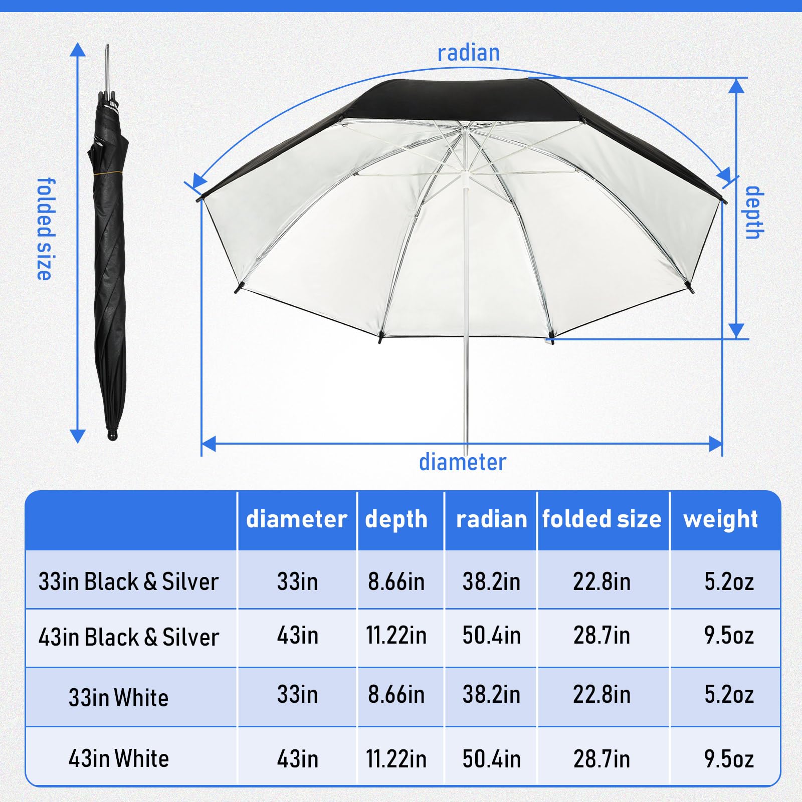 Photo Lights For Photography 43" Photo Studio Black Silver Reflective ...