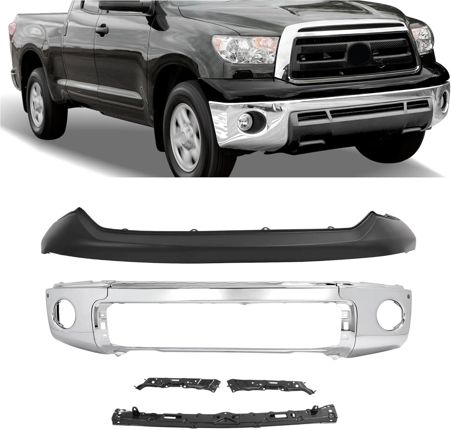 Amazon.com: KUAFU Front Bumper Face Bar+Upper Bumper+Bracket Compatible ...