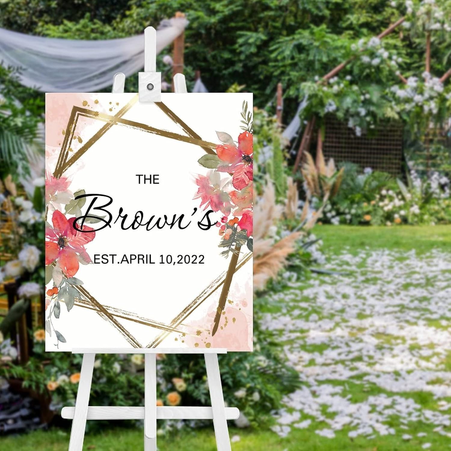 Amazon.com: Red Wedding Welcome Sign, Red Flower Wedding Sign, Custom ...