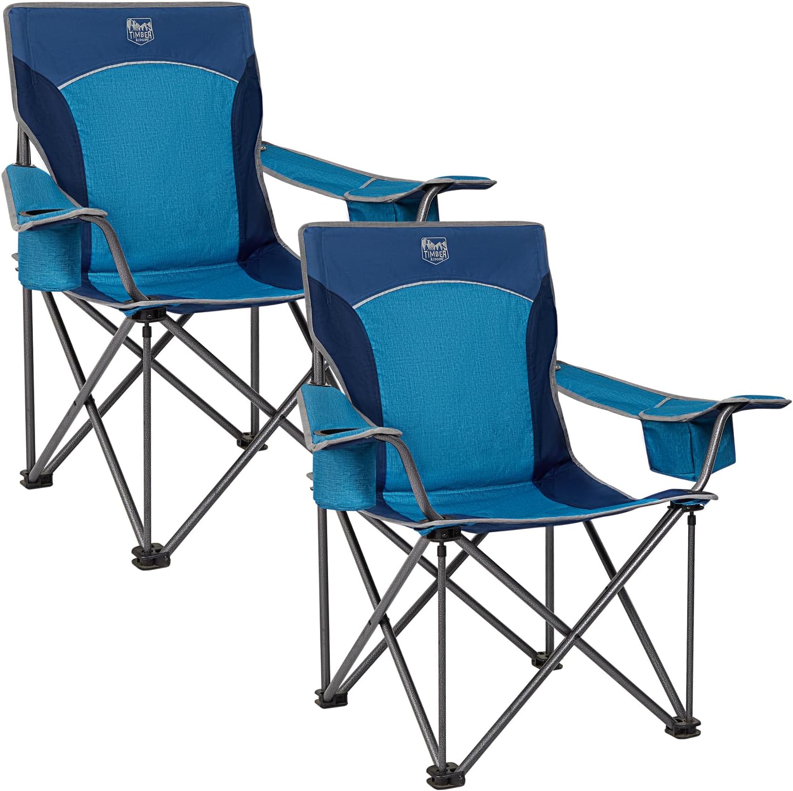 TIMBER RIDGE Camping Chairs for Adults Set of 2 Heavy Duty 200kg ...