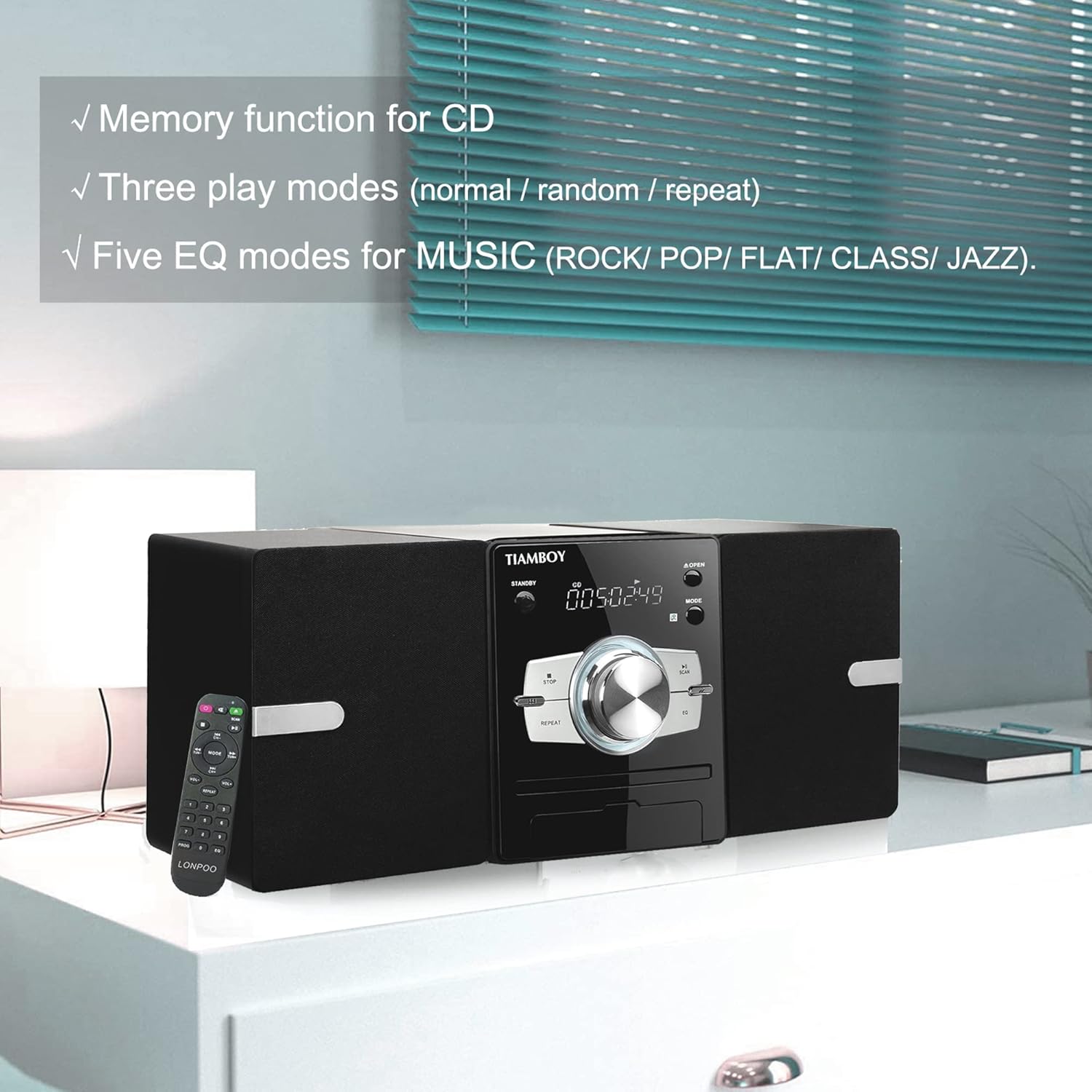 40W RMS Home Stereo System with CD Player, USB Playback, FM Radio, and ...