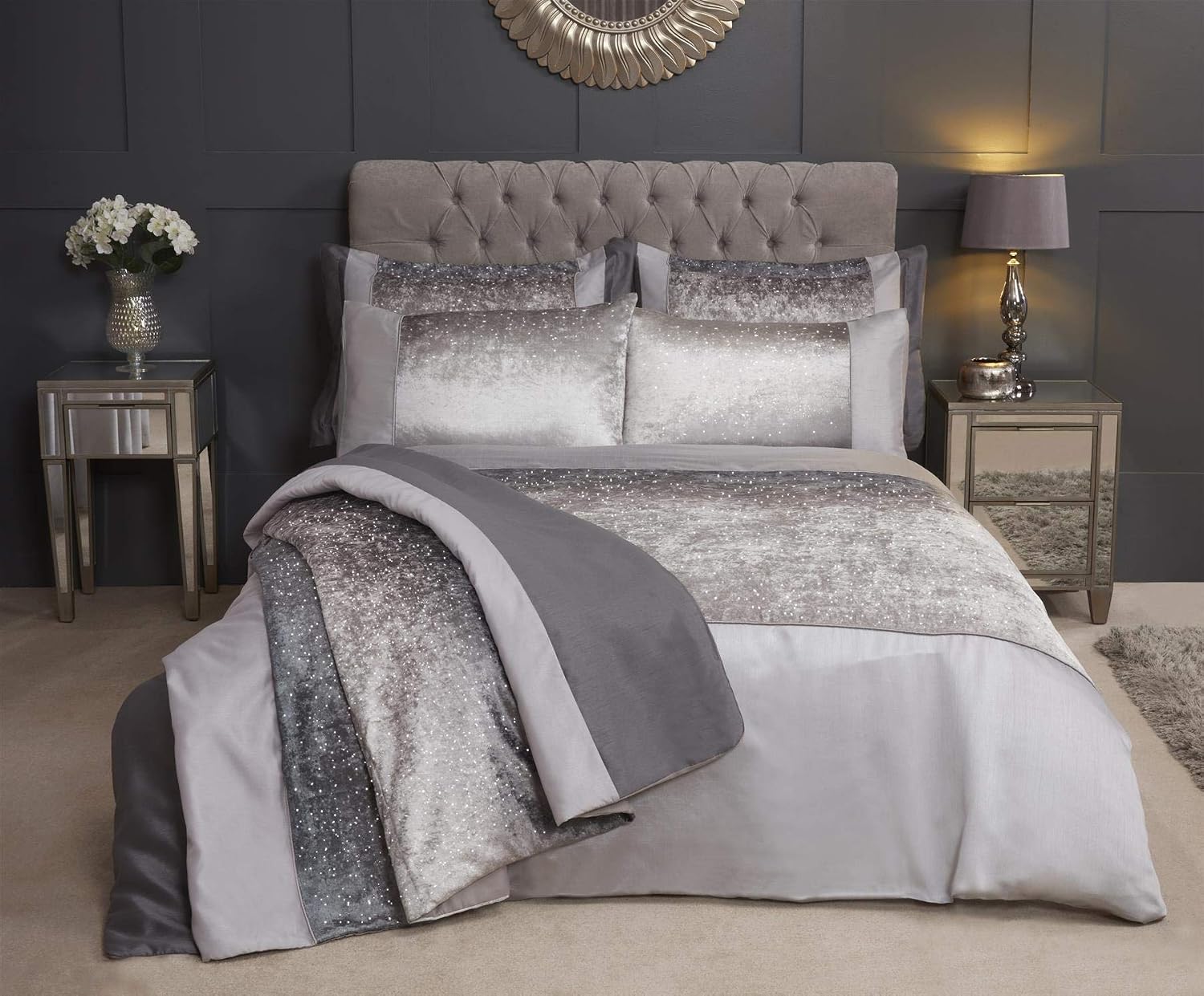 Olivia Rocco Duvet Cover Aurora Velvet Sparkle Duvet Quilt Set Luxe ...