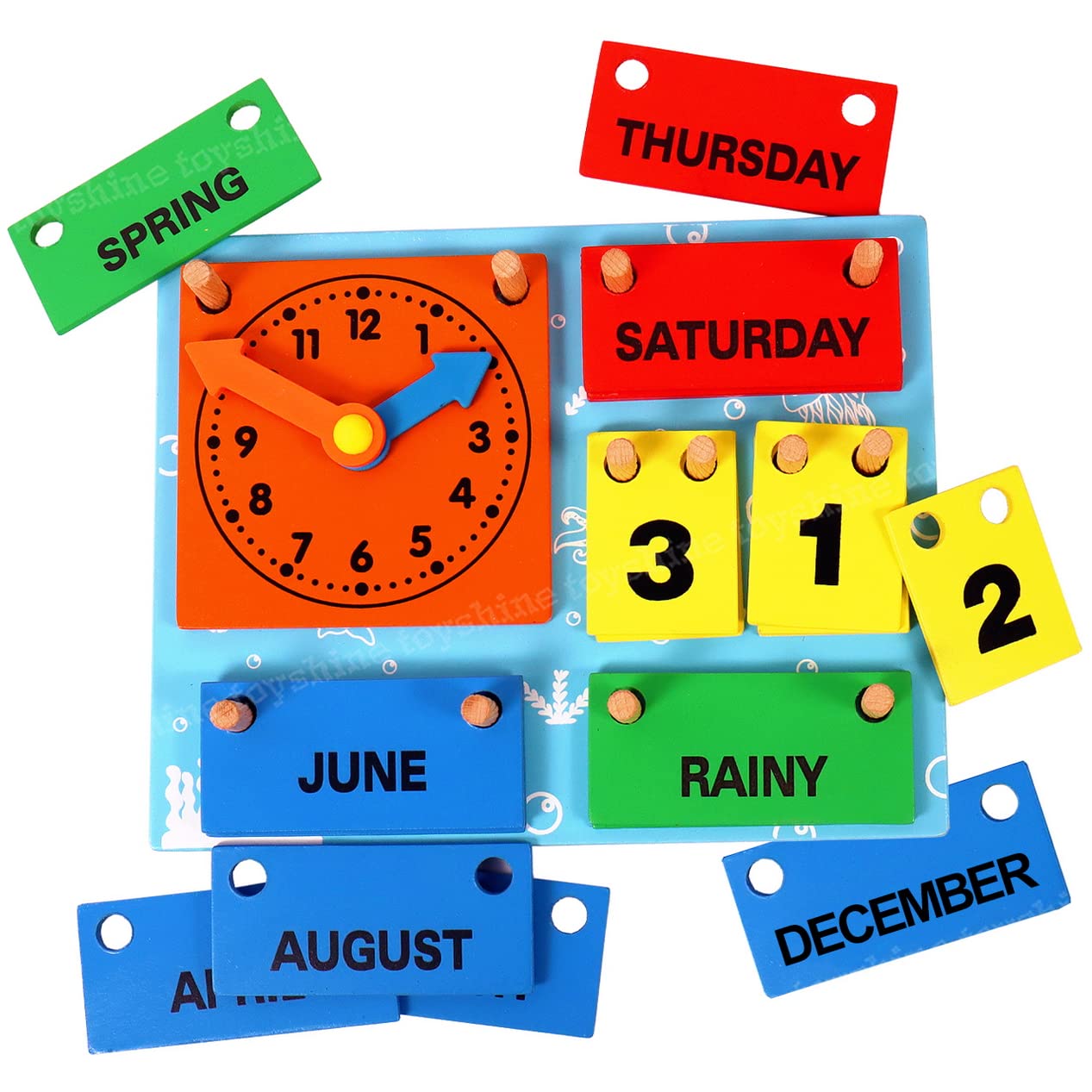 Toyshine Wooden Premium Learning Calender for Toddlers, Clock , Season ...