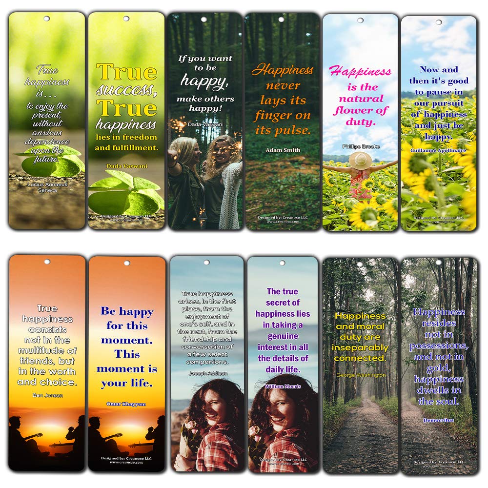 Creanoso True Happiness Bookmarks (60-Pack) - Inspirational Quote ...