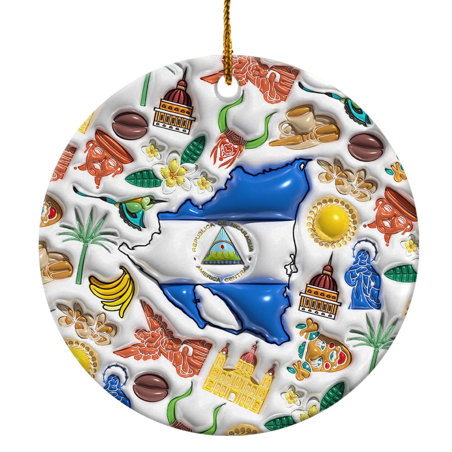 Amazon.com: Lotacy Nicaragua Nicaraguan Flag Christmas Ceramic 2D ...