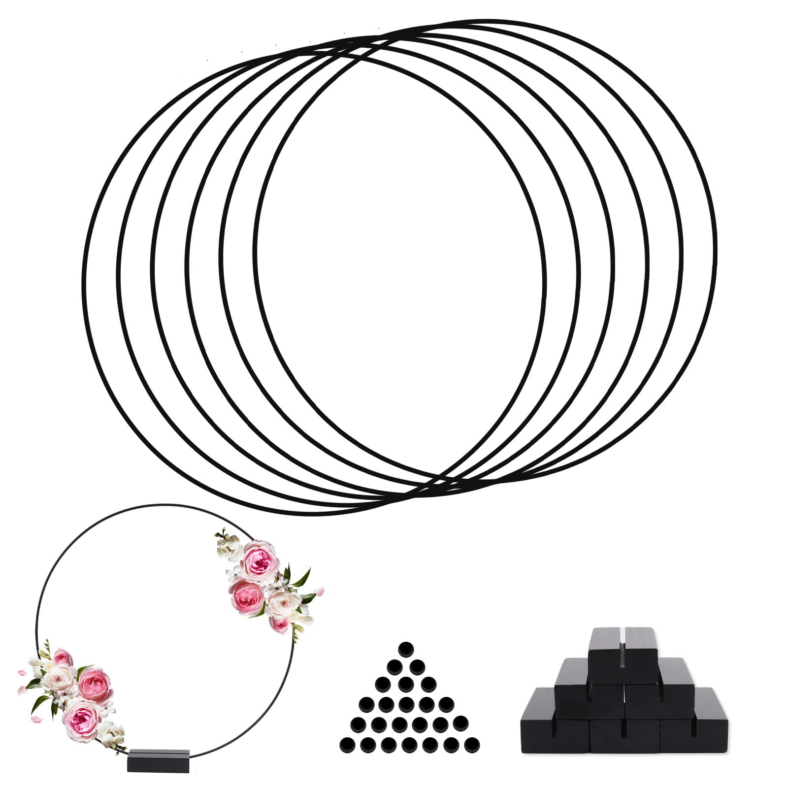 5Pcs 20Inch Metal Rings for Crafts Centerpiece with Stand,Metal Hoops ...