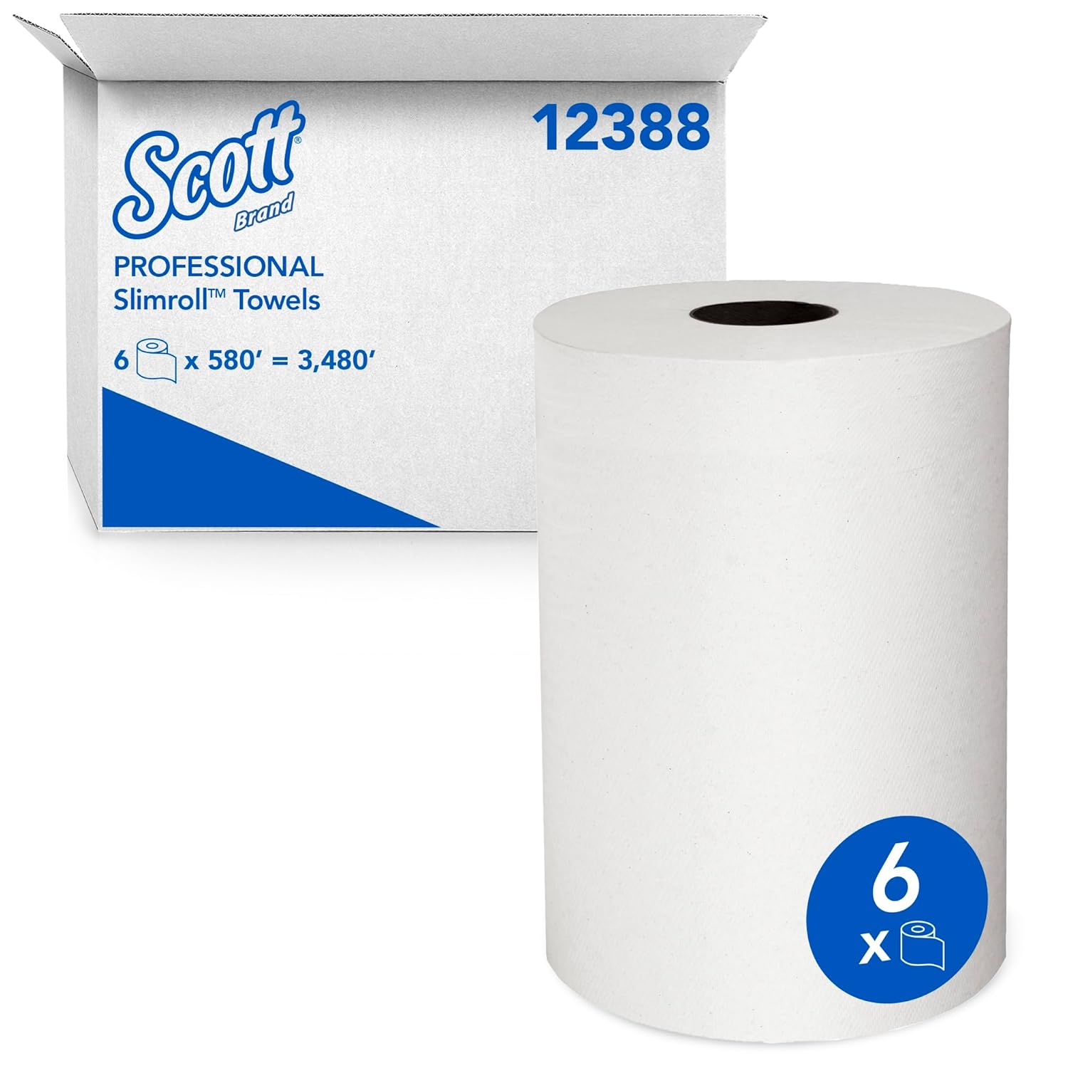 SCOTT PROFESSIONAL 12388 Kimberly-Clark Scott Slimroll Hard Roll Paper Towels(Hrt),6 Rolls,176M ...