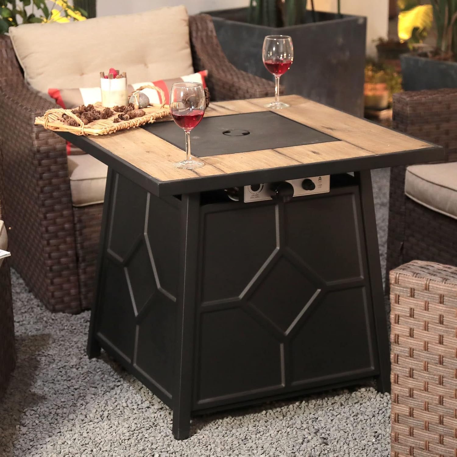 Amazon.com: SUNSITT Outdoor Propane Fire Pit Table 28” Square Patio Gas ...