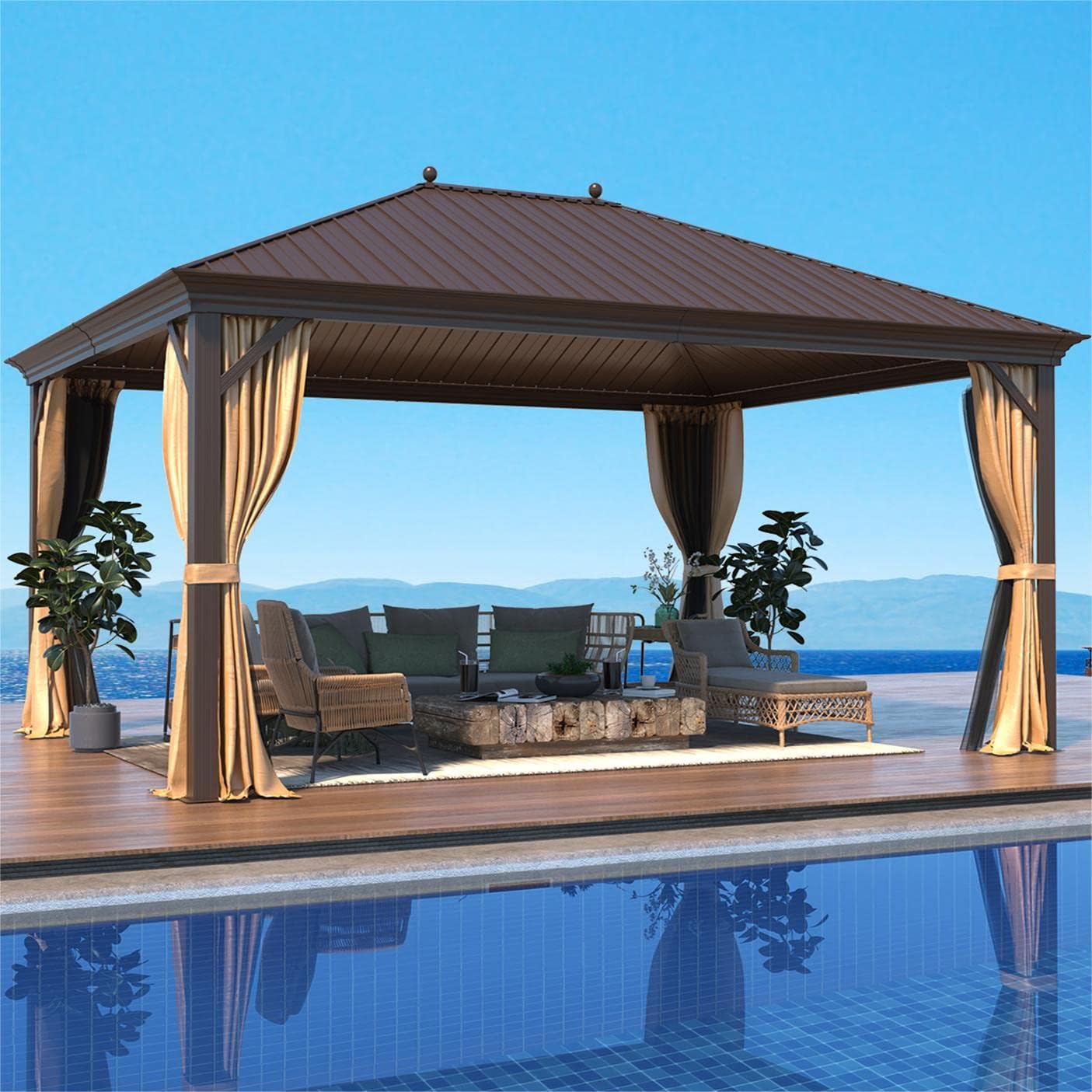 Amazon.com : Jolydale 10'x13' Hardtop Gazebo, Polycarbonate Double Top ...