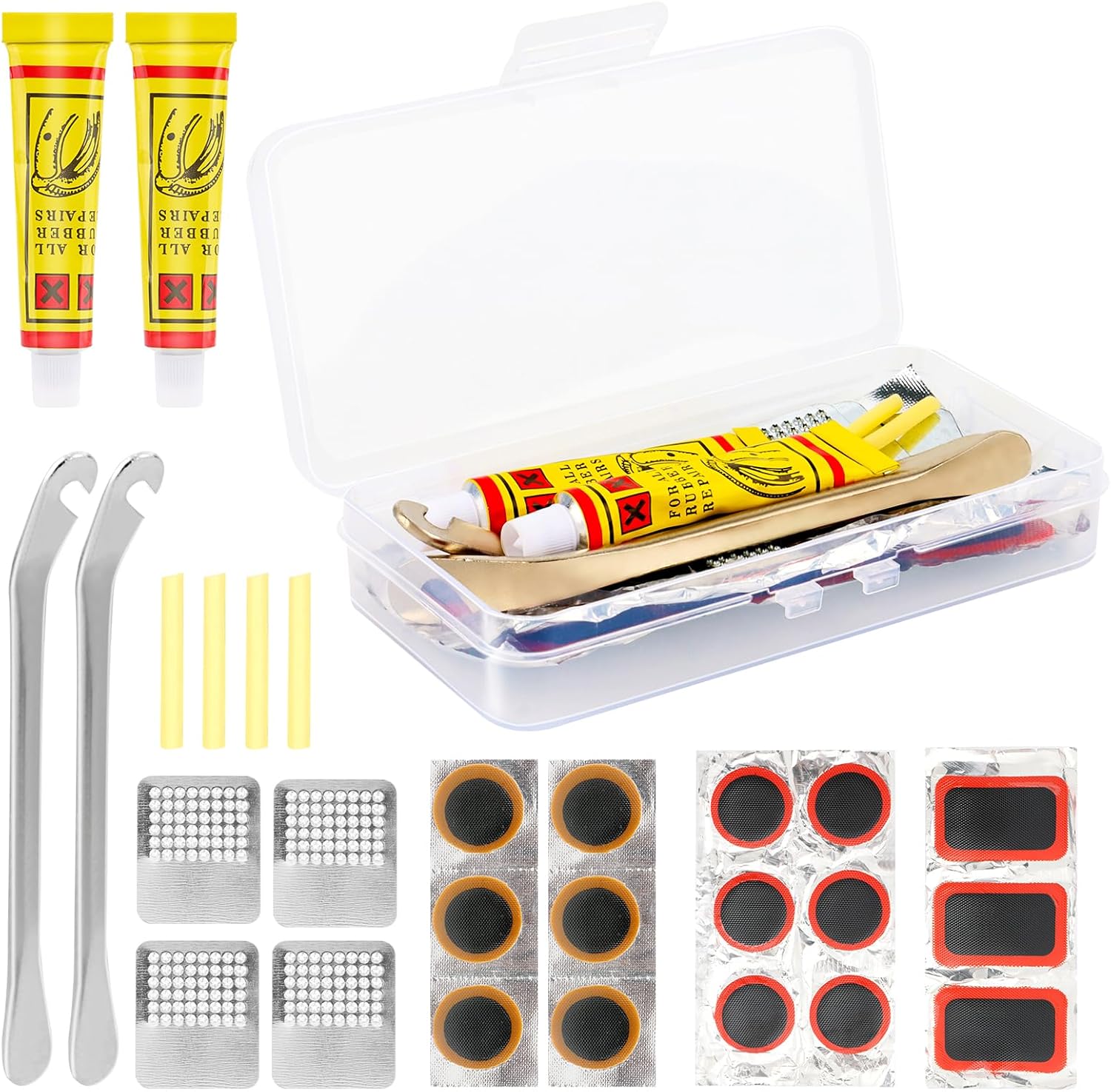 Kit Reparation Velo, MXTIMWAN 27 Pièces Rustine Chambre a Air, Kit de ...