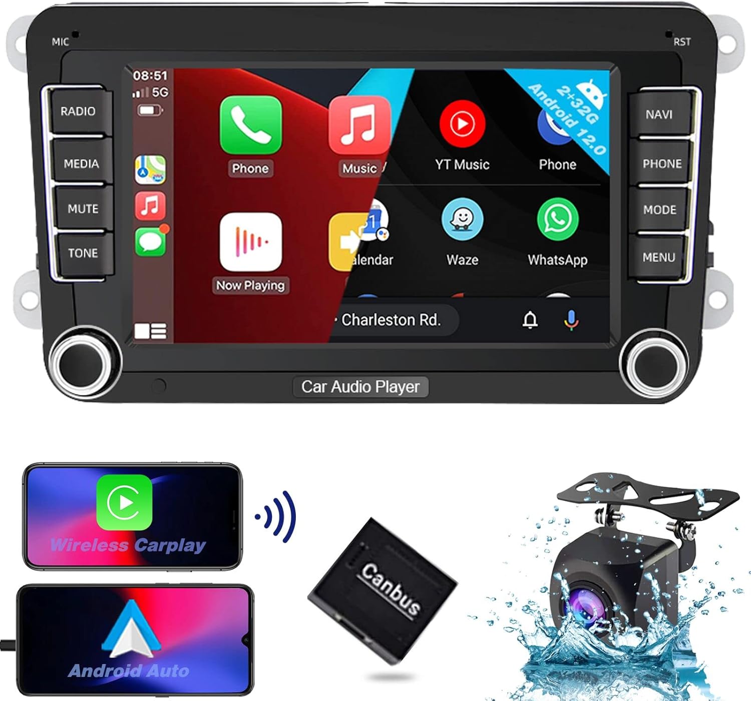 Android Car Radio with Wireless Apple CarPlay Android Car 7 Inch ...