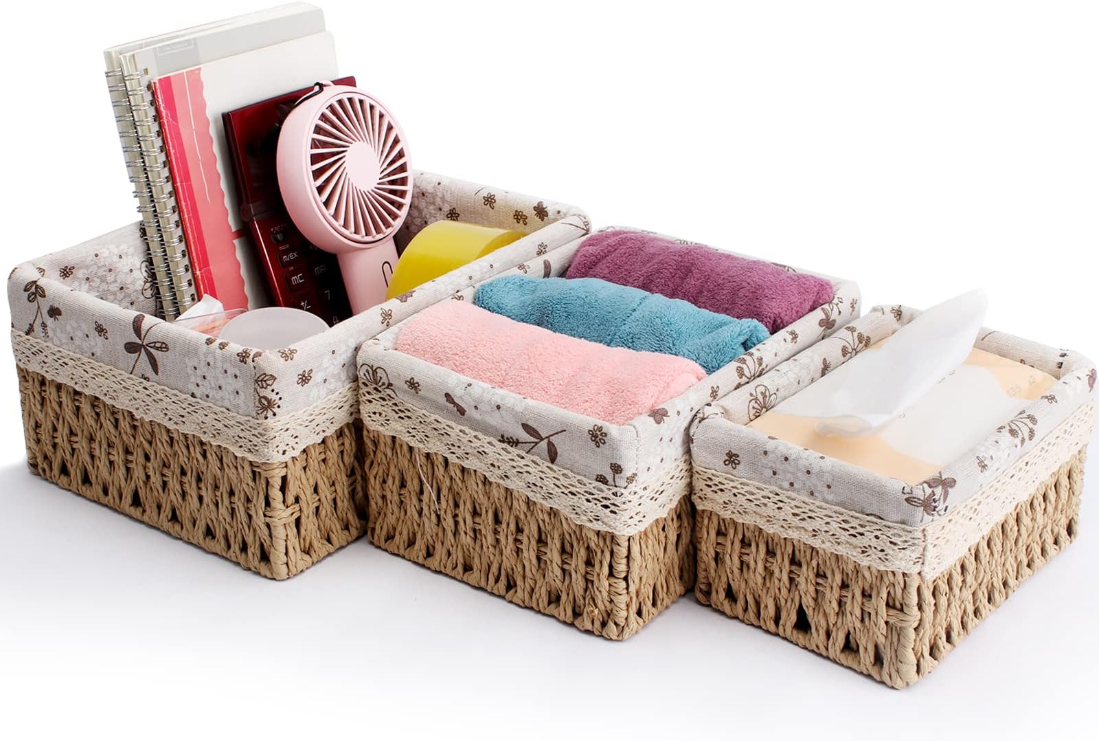 Panier de Rangement en Osier, 3 Pièces de Tailles Différentes ...