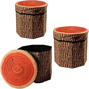 Amazon.com: 3 Pack Tree Stump Storage Stools 11.8 * 11.8 Inches Folding ...
