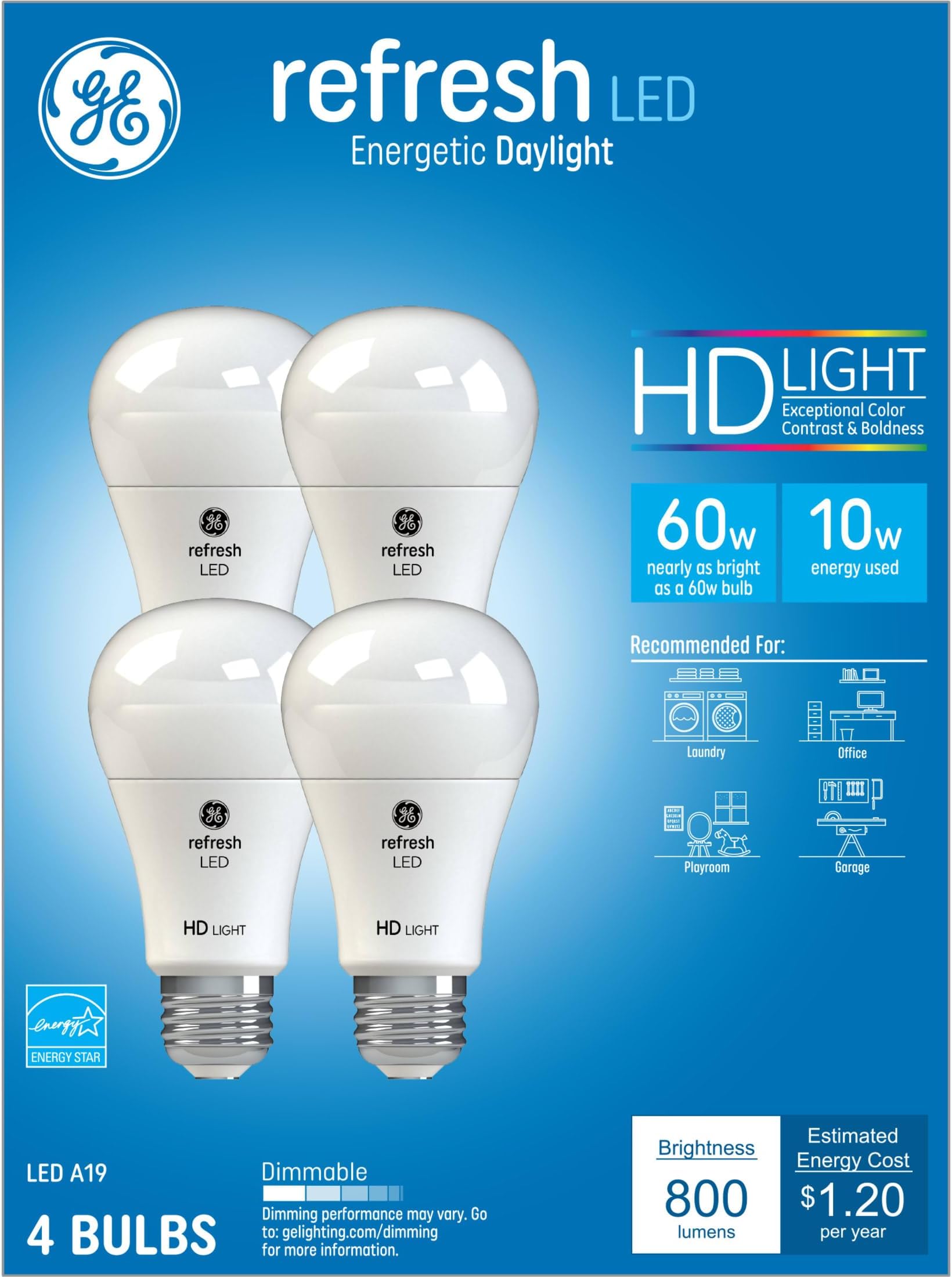 GE Refresh 100-Watt EQ A21 Daylight Dimmable LED Light Bulb (2-Pack ...