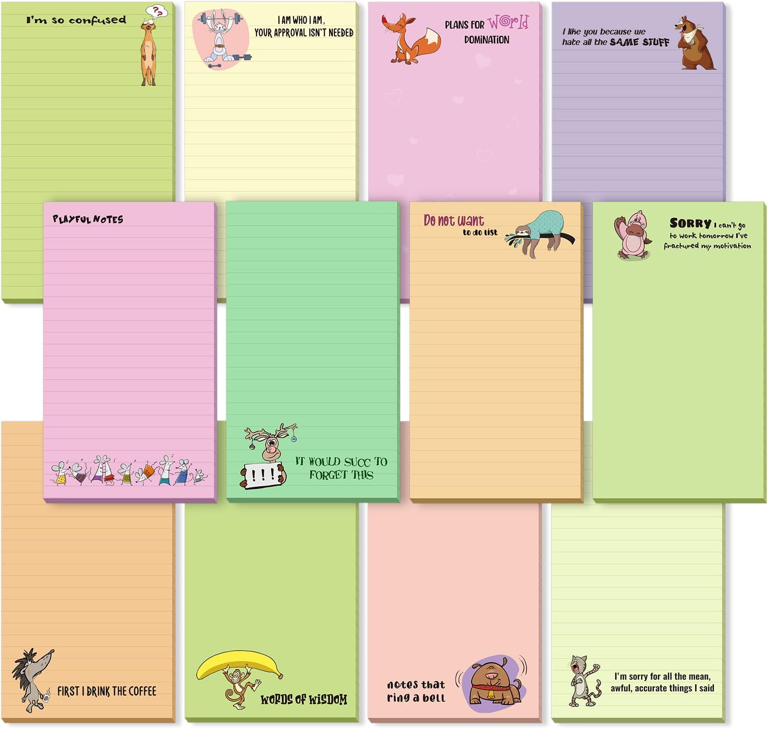 Amazon.com : Hotop 12 Pack Funny Notepads Office Coworker Gifts Novelty ...