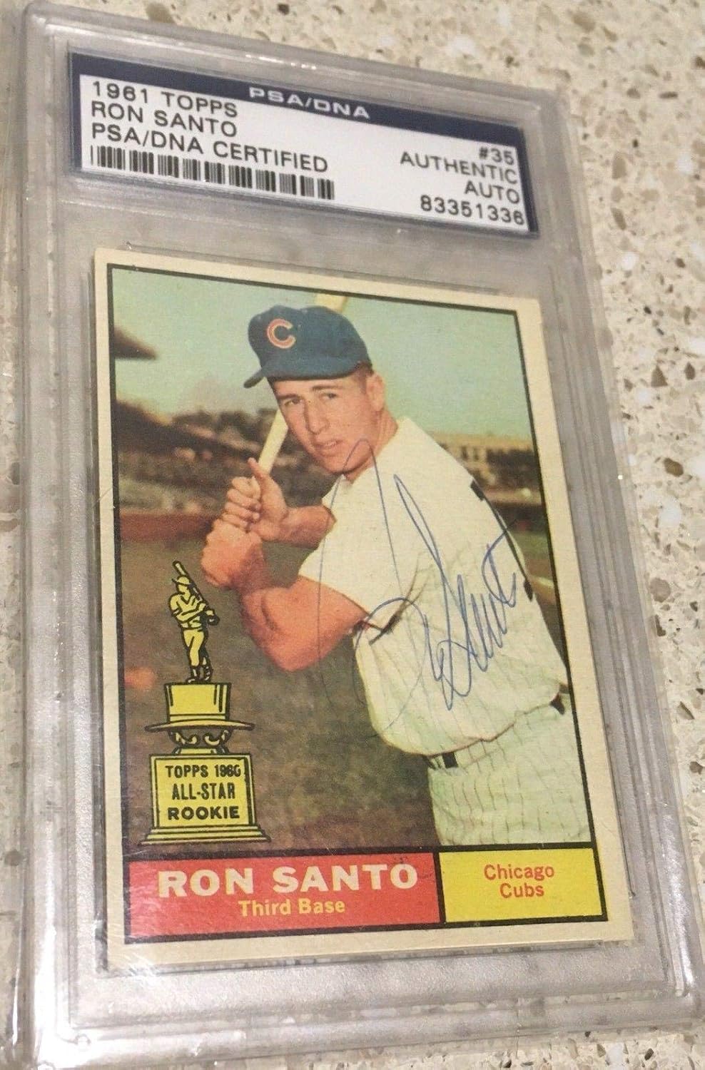 Ron Santo Chicago Cubs 1961 Topps #35 RC Signed Rookie Card Auto HOF ...