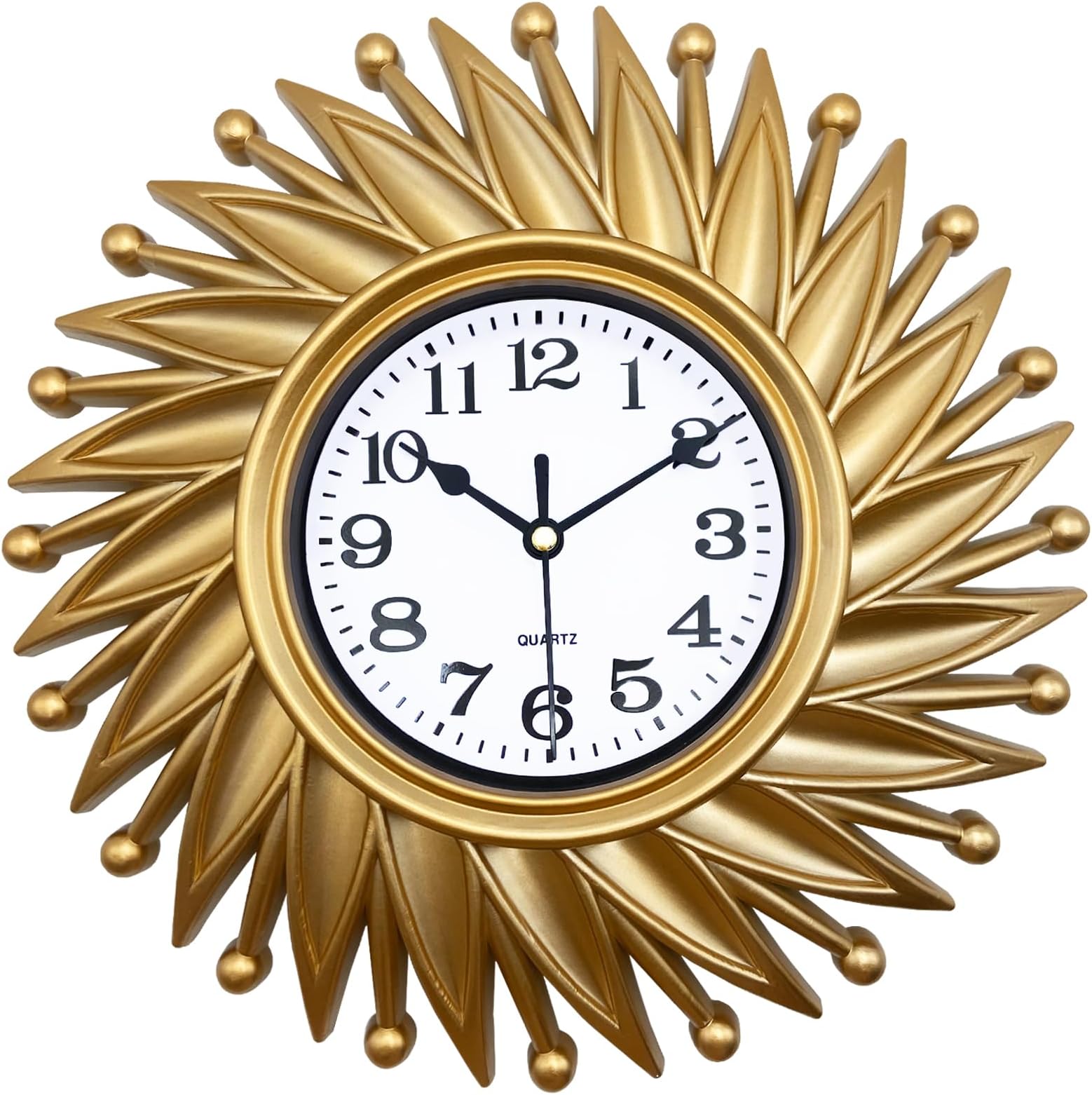 Amazon.com: SENYURI Small Wall Clock, 10 Inch Gold Sunburst Wall Clock ...