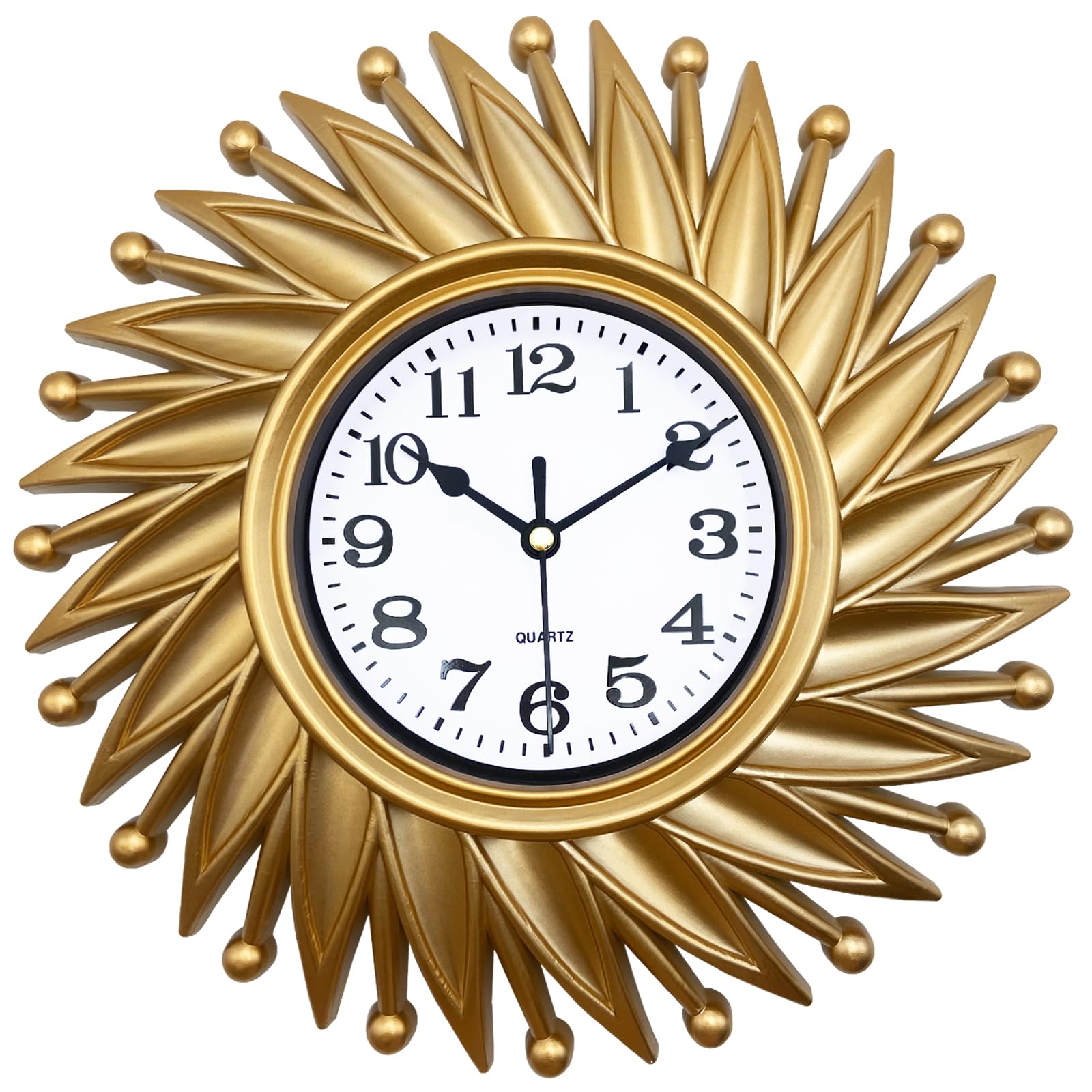 Amazon.com: SENYURI Small Wall Clock, 10 Inch Gold Sunburst Wall Clock ...