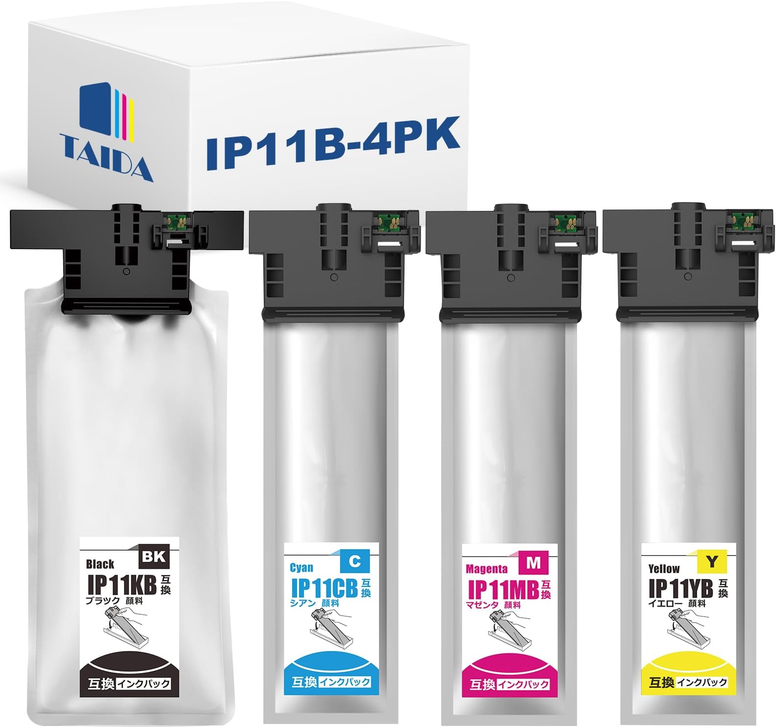Amazon.co.jp: 【TAIDA】IP11 IP11B EPSON用 互換インクパック 全色顔料 大容量 エプソン用 (IP11KB IP11CB IP11MB IP11YB) 純正 ...