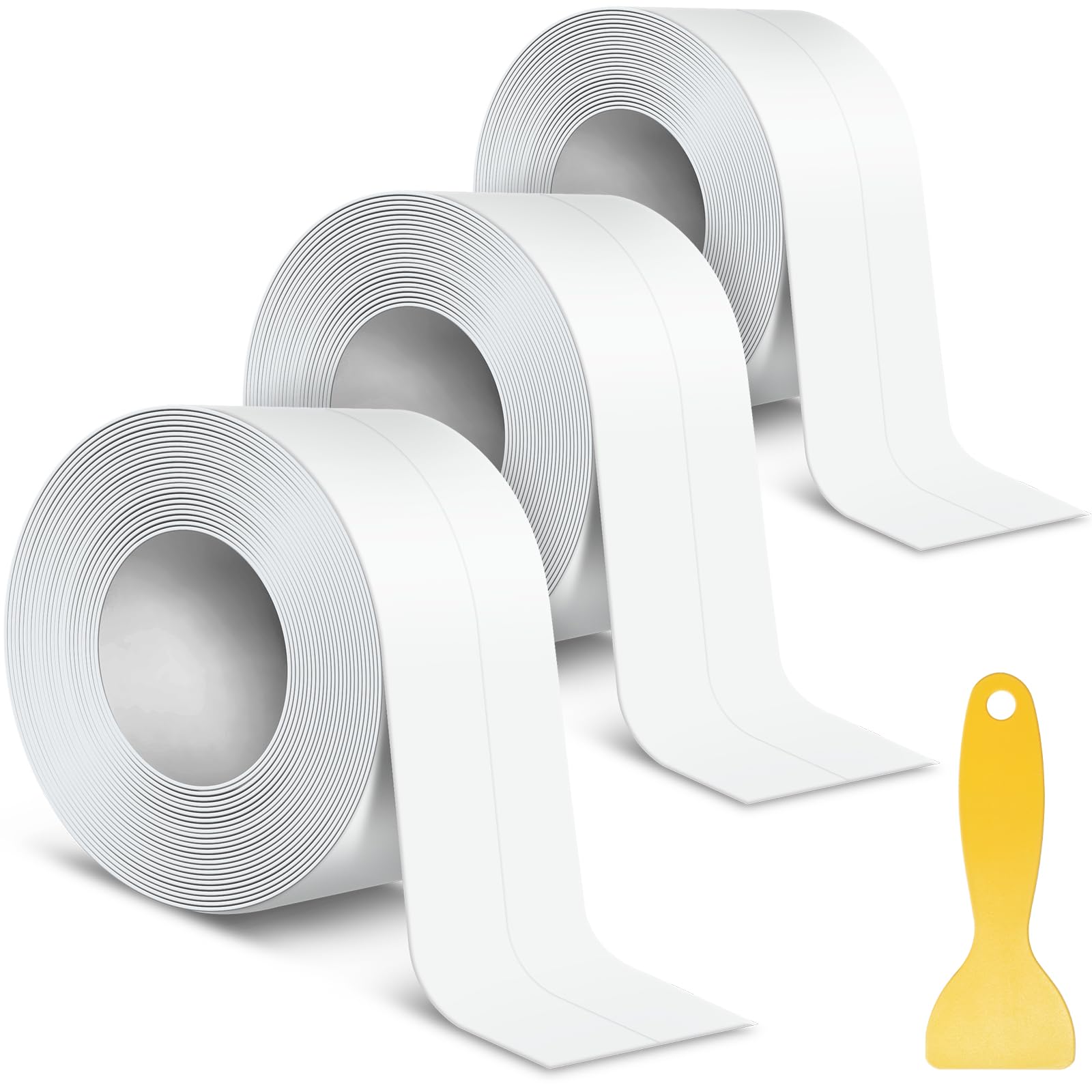 Caulking Tape, 3 Rolls Self Adhesive White Caulk Strip, Waterproof ...