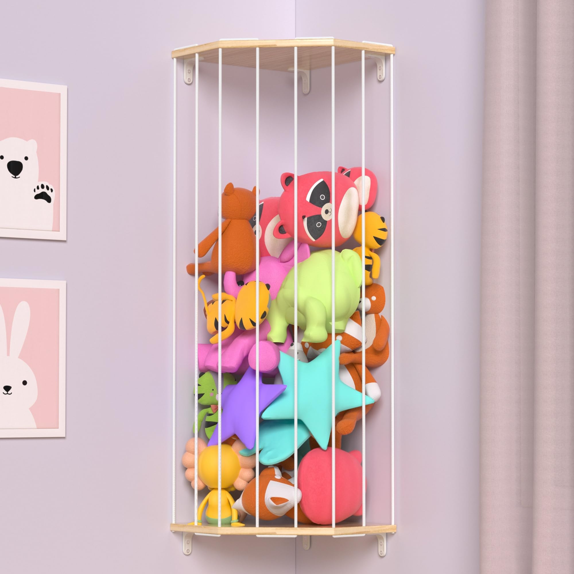 Amazon.com: Webtrylics Corner Stuffed Animal Organizer Storage, Wooden ...