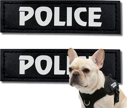 Amazon | JURAKU ハーネスラベル 犬用 マジックテープ付き ネームラベル 取り外し可能 再利用可能 2枚入り (POLICE ...