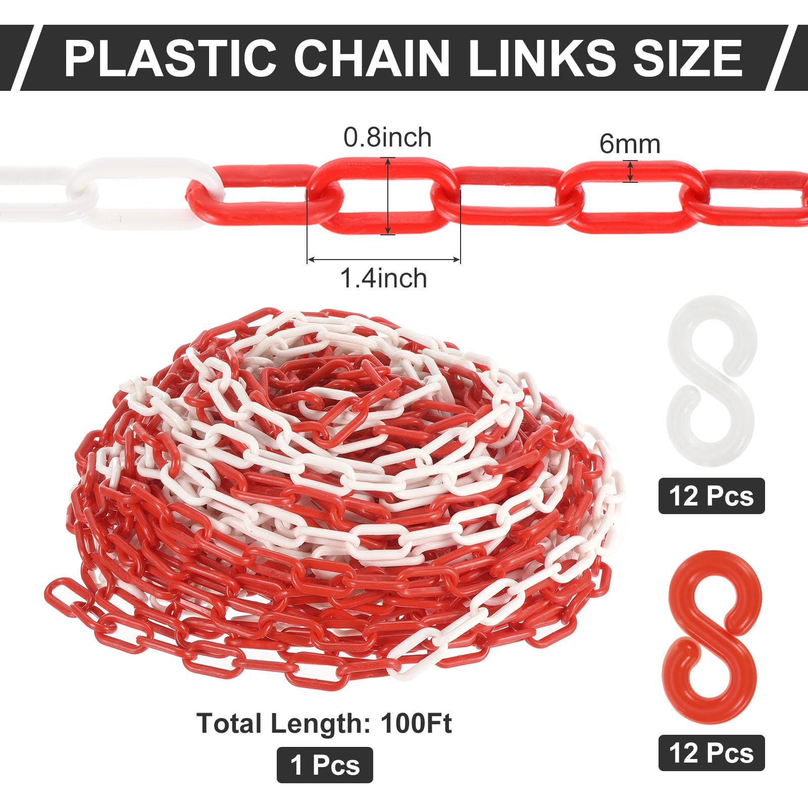 100 Foot Yellow Plastic Safety Chain, Weatherproof Barrier