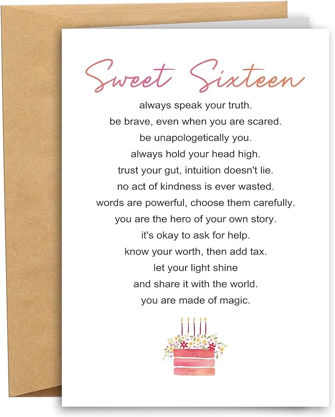 Amazon.com : RYYike Sweet 16th Birthday Card, Happy 16 Years Old ...