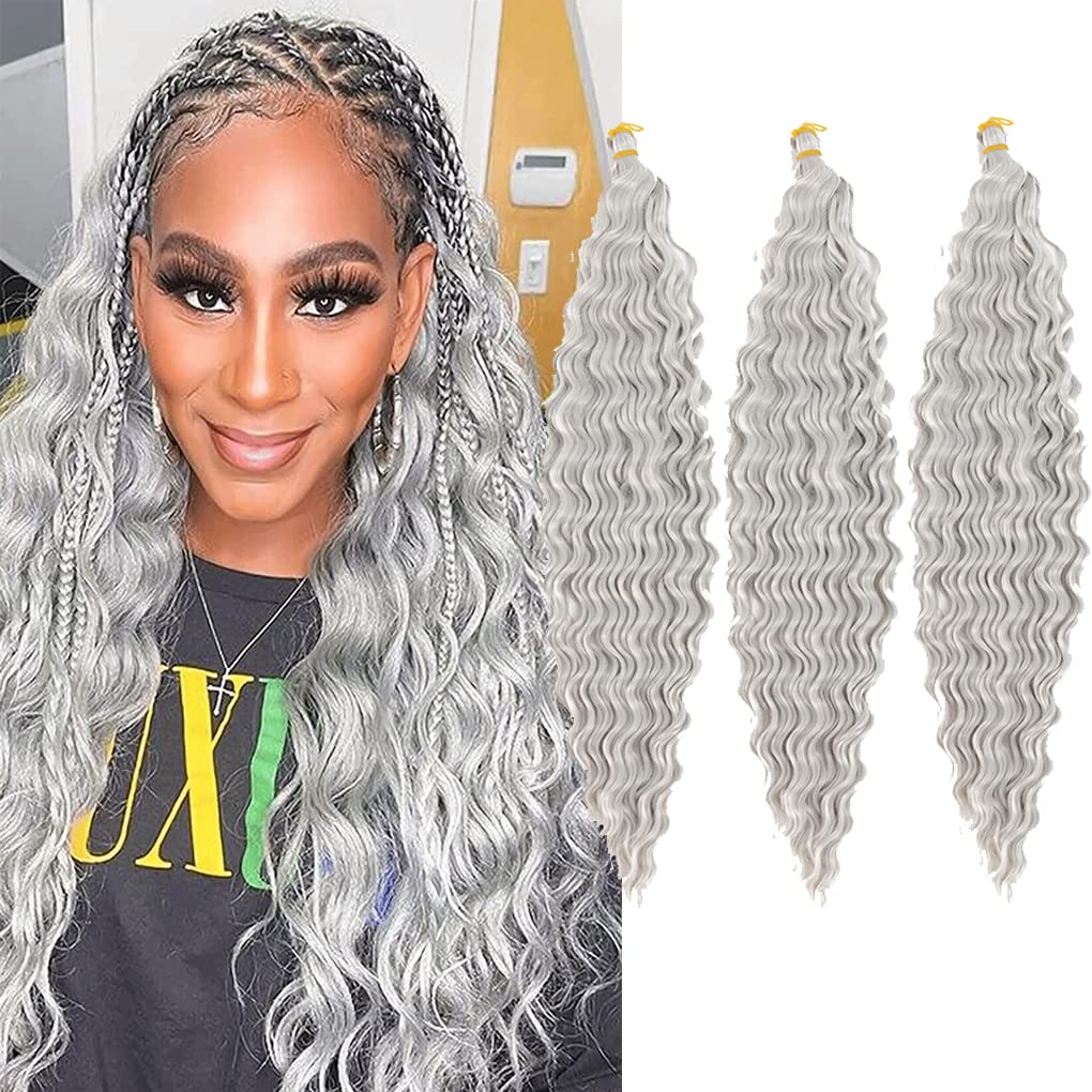 Amazon.com : 30inch Ocean Wave Braiding Hair Extensions 3packs Long ...