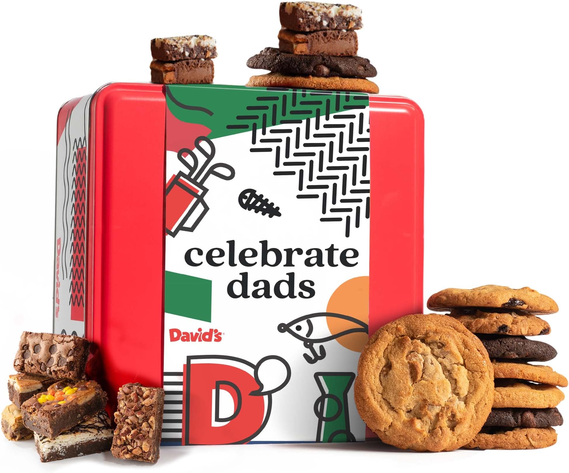 Amazon.com: David's Cookies Father's Day Cookies and Brownies Tin ...