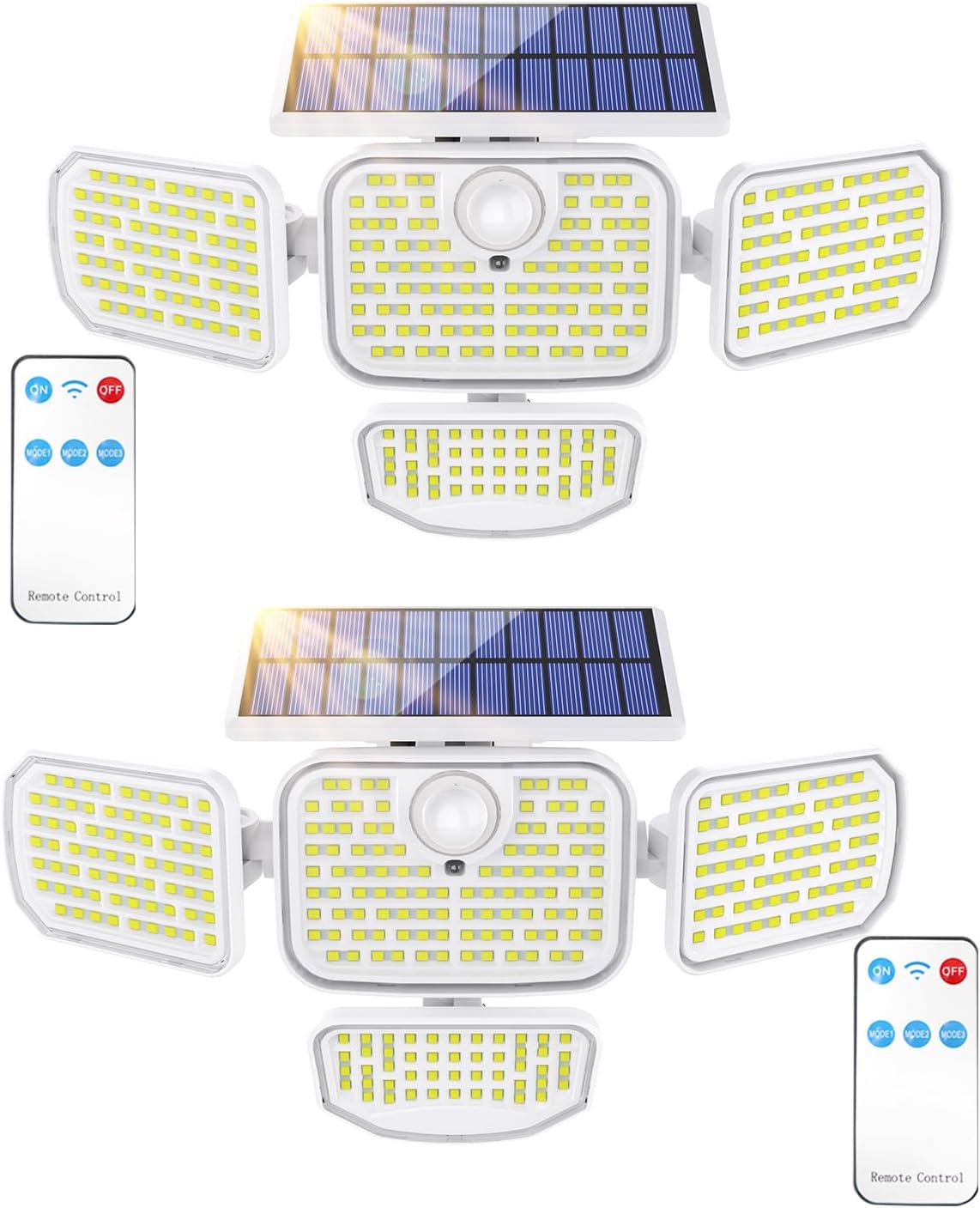 FREECUBE 286 LED Solar Motion Lights Outdoor 2 Pack, 4 Heads Solar ...