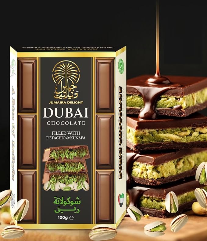 Dubai Chocolate Bar Pistachio – 100g Kunafa Bar with Pistachio Cream ...