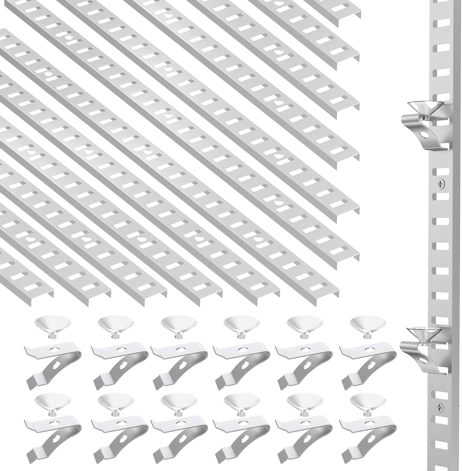 Amazon.com: Pearwow 12 Pcs 17Inch Shelf Pilaster and 12 Pcs Shelf Clips ...