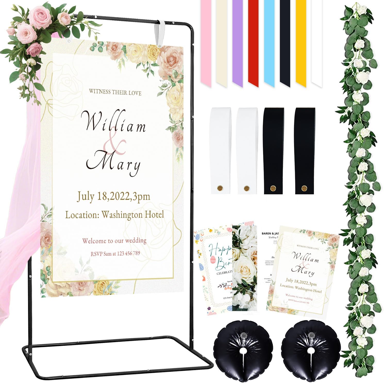 Amazon.com: Black Easel Stand for Wedding Sign Holder Welcome Poster ...